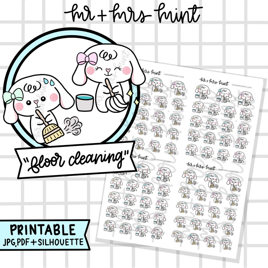 Bonnie Floor Cleaning Printable Planner Stickers | Floor Cleaning ...