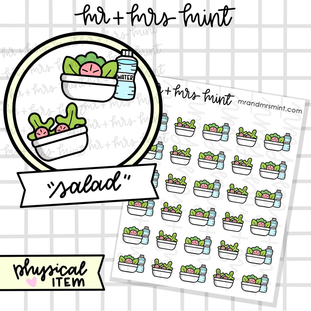 Salat-Aufkleber Hand gezeichnet Aufkleber, Sticker, MrandMrsMint ...