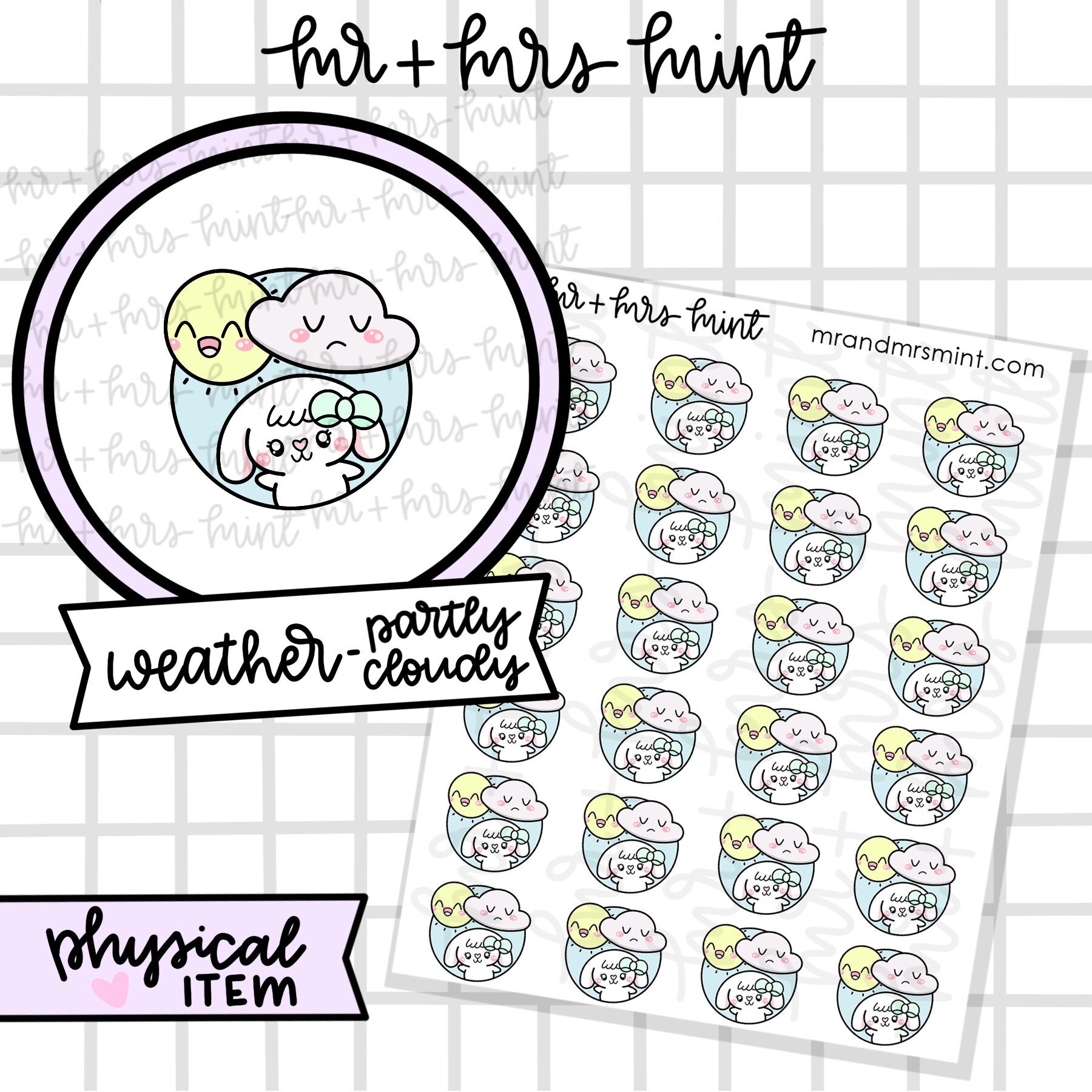 Bonnie Weather Partly Cloudy Planner Stickers Hand Drawn Stickers ...