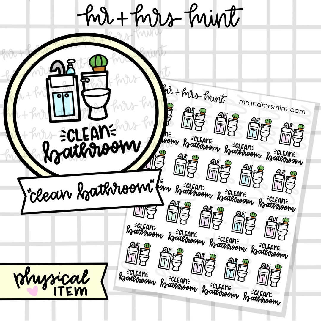 Clean Bathroom Planner Stickers | Hand Drawn Stickers, Planner Stickers ...