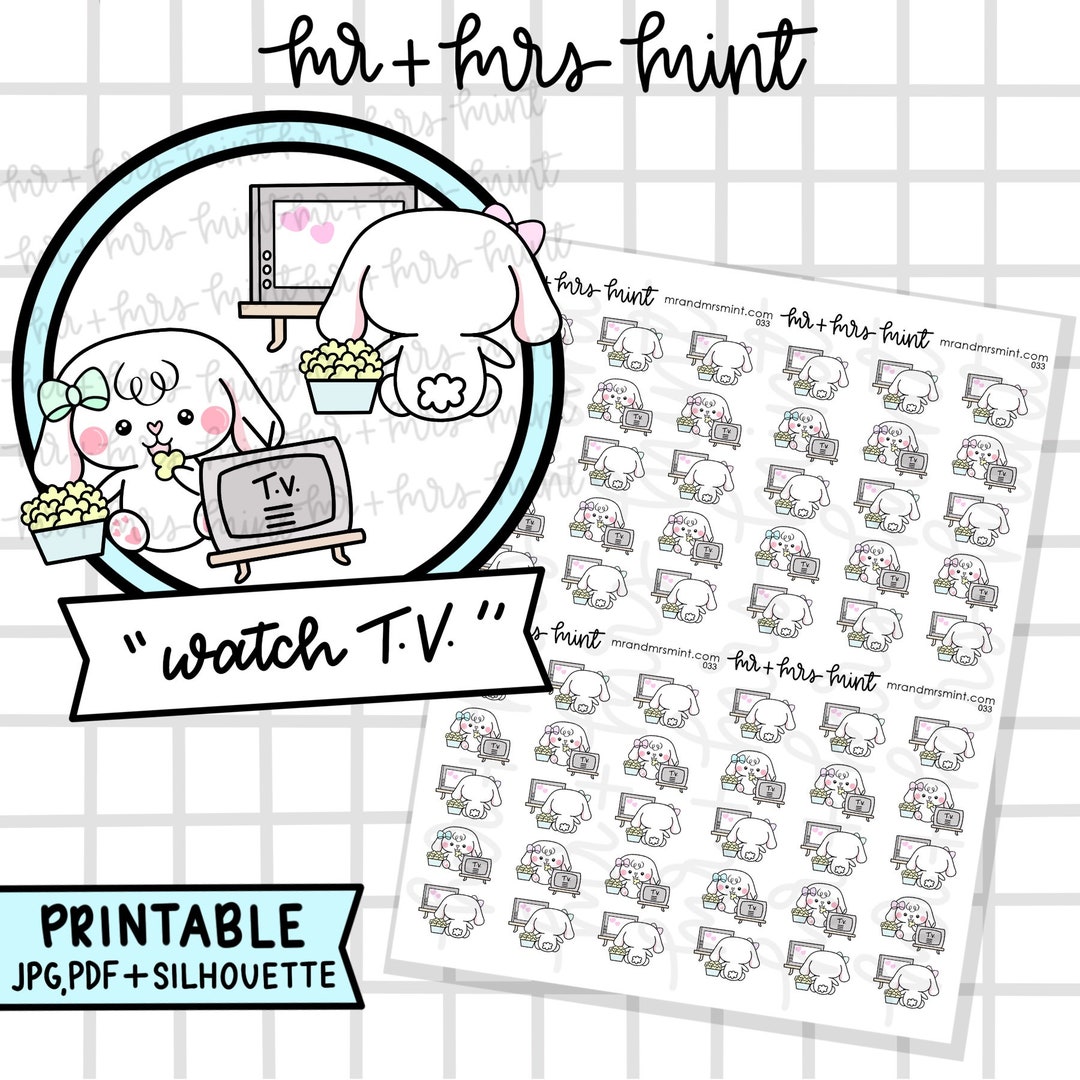 Bonnie Watch TV Printable Planner Stickers Hand Drawn Stickers, Planner ...