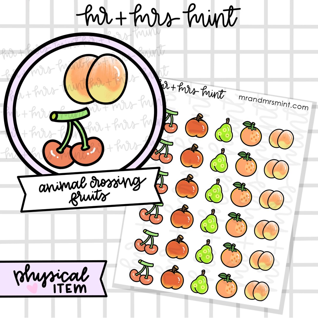 Animal Crossing Fruits Planner Stickers Hand Drawn Stickers, Planner ...