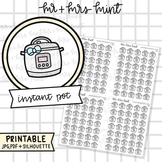 Instant Pot Printable Planner Stickers Hand Drawn Stickers | Etsy UK