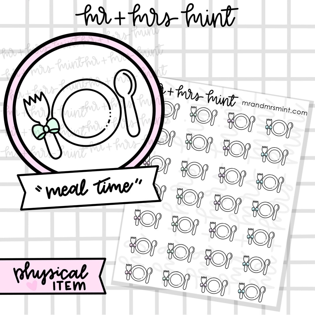 Meal Time Planner Stickers Hand Drawn Stickers, Planner Stickers ...