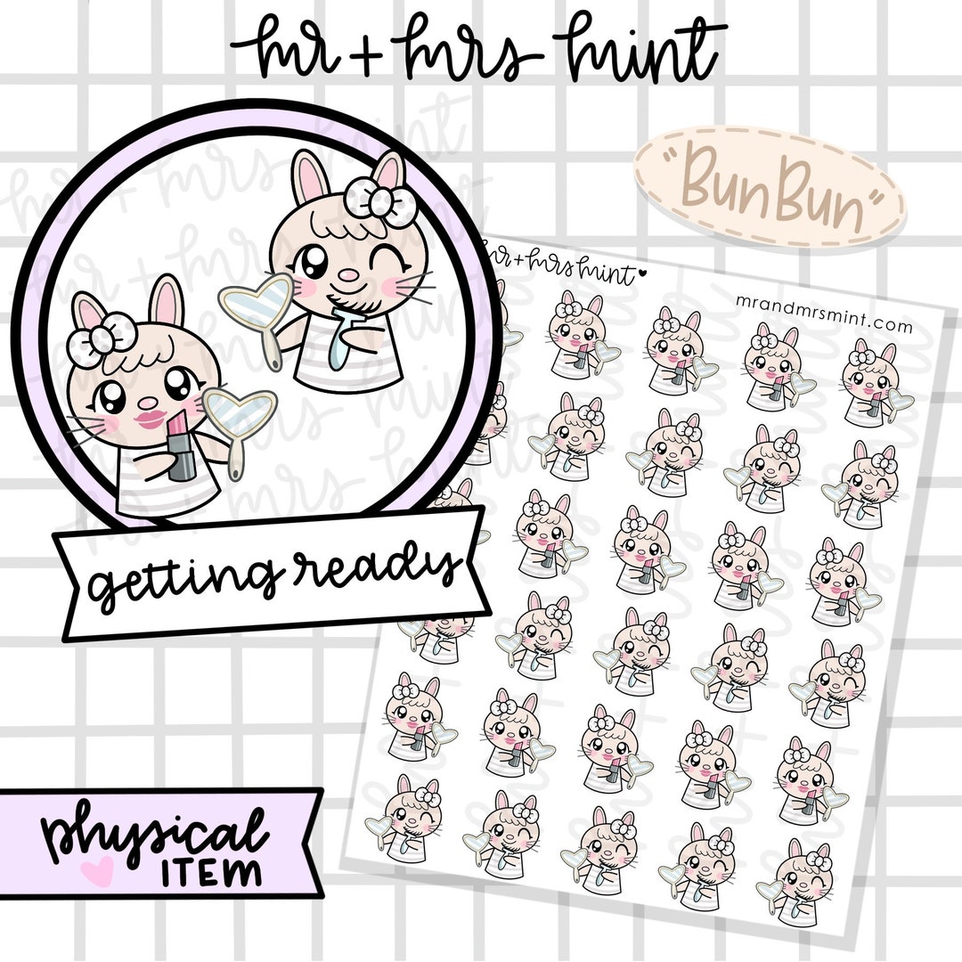 Bun Bun- Getting Ready | Hand Drawn Planner Stickers, Planner Stickers ...