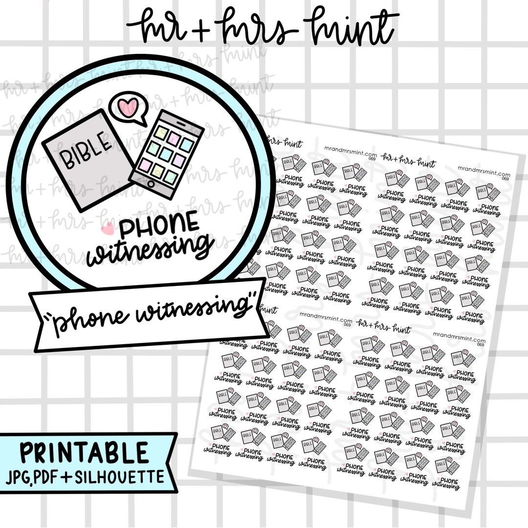 Phone Witnessing Printable Planner Stickers | Hand Drawn Stickers ...