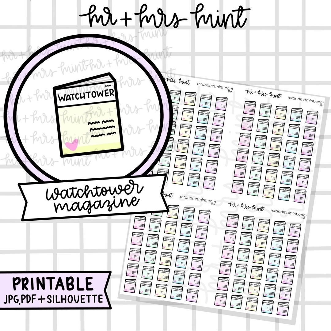 Watchtower Magazine Printable Planner Stickers | Hand Drawn Stickers ...