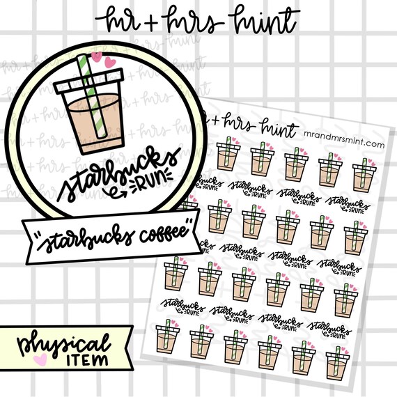 Starbucks Coffee Stickers Hand Drawn Stickers Planner | Etsy