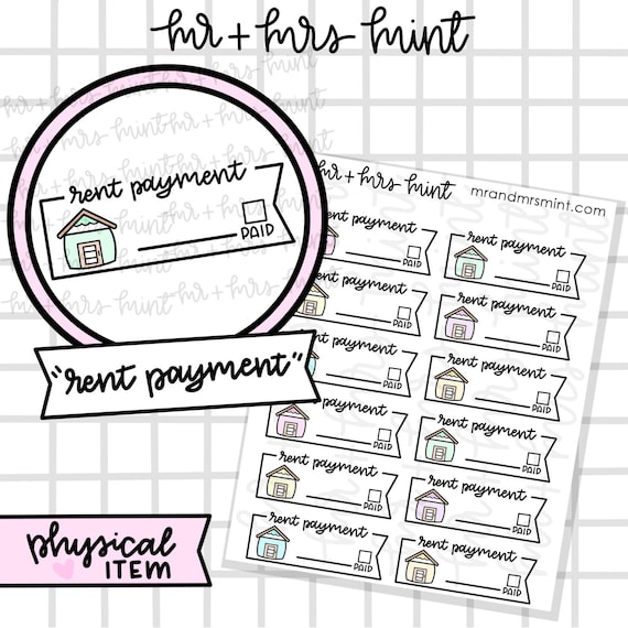 Rent Payment Stickers Hand Drawn Stickers Planner Stickers | Etsy