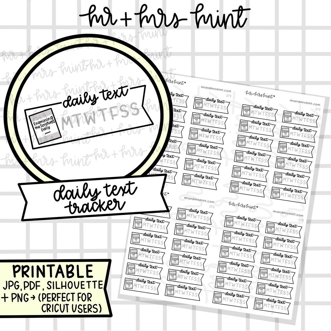 Daily Text Tracker Printable Planner Stickers | Hand Drawn Stickers ...