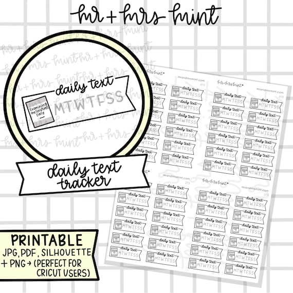 Daily Text Tracker Printable Planner Stickers Hand drawn | Etsy