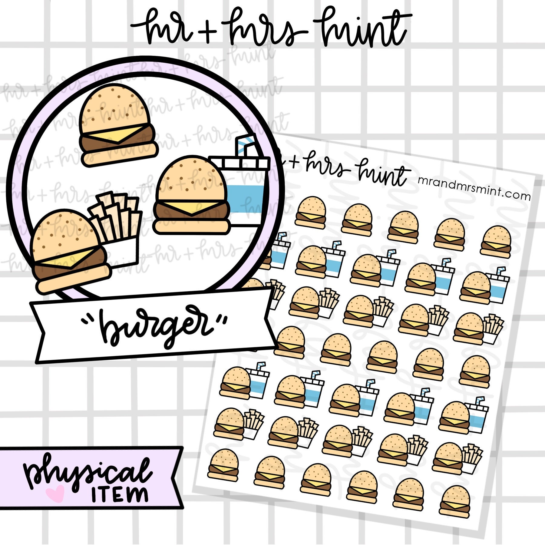 Burger Sticker Hand gezeichnet E-Aufkleber Sticker - Etsy.de