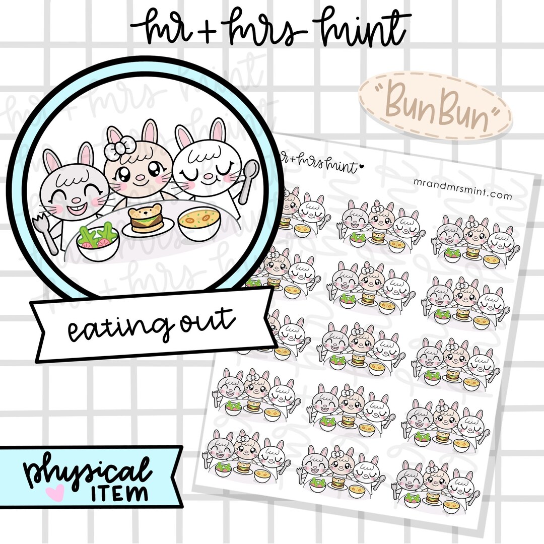 Bun Bun- Eating Out | Hand Drawn Planner Stickers, Planner Stickers ...