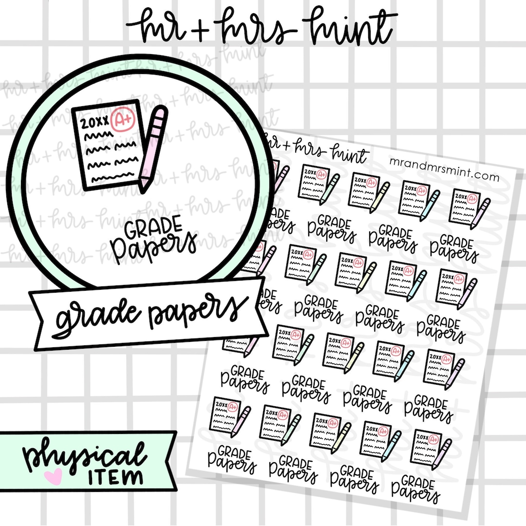 Grade Papers Stickers | Hand Drawn Stickers, Planner Stickers ...