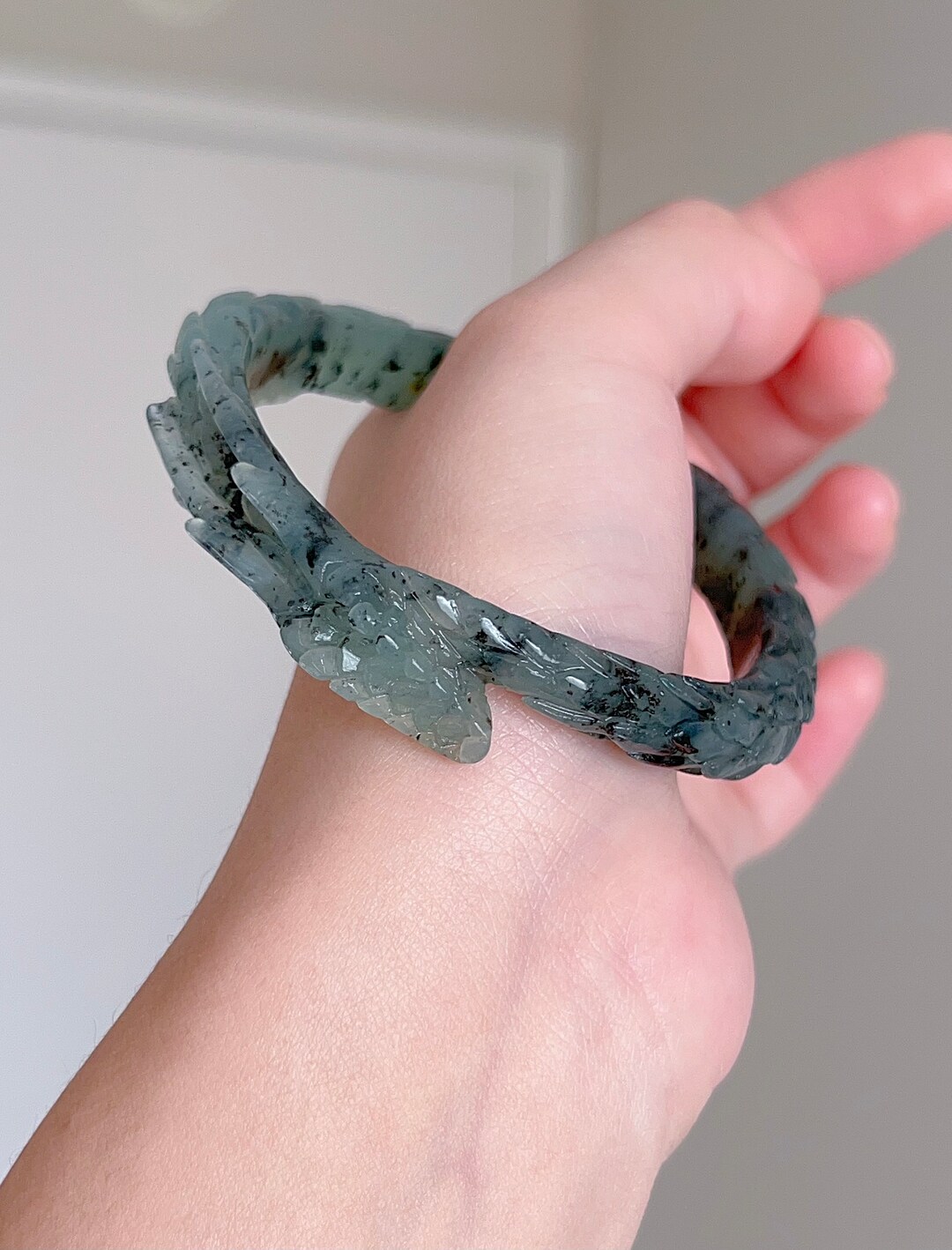 Forest Dragon Carved Bangle Serpentine Jade Bangle - Etsy