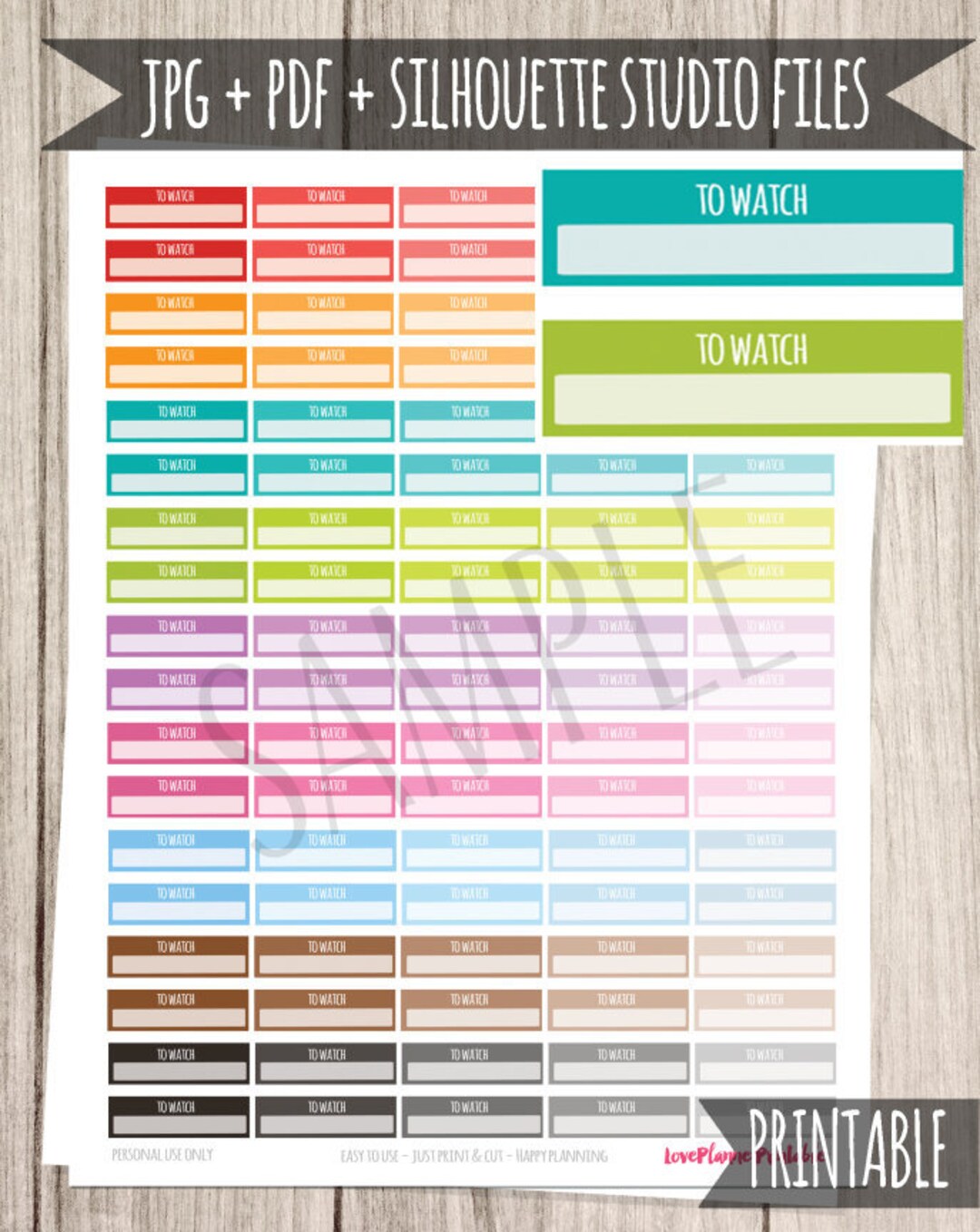 To Watch Printable Planner Stickers to Watch Planner Stickers to Watch ...