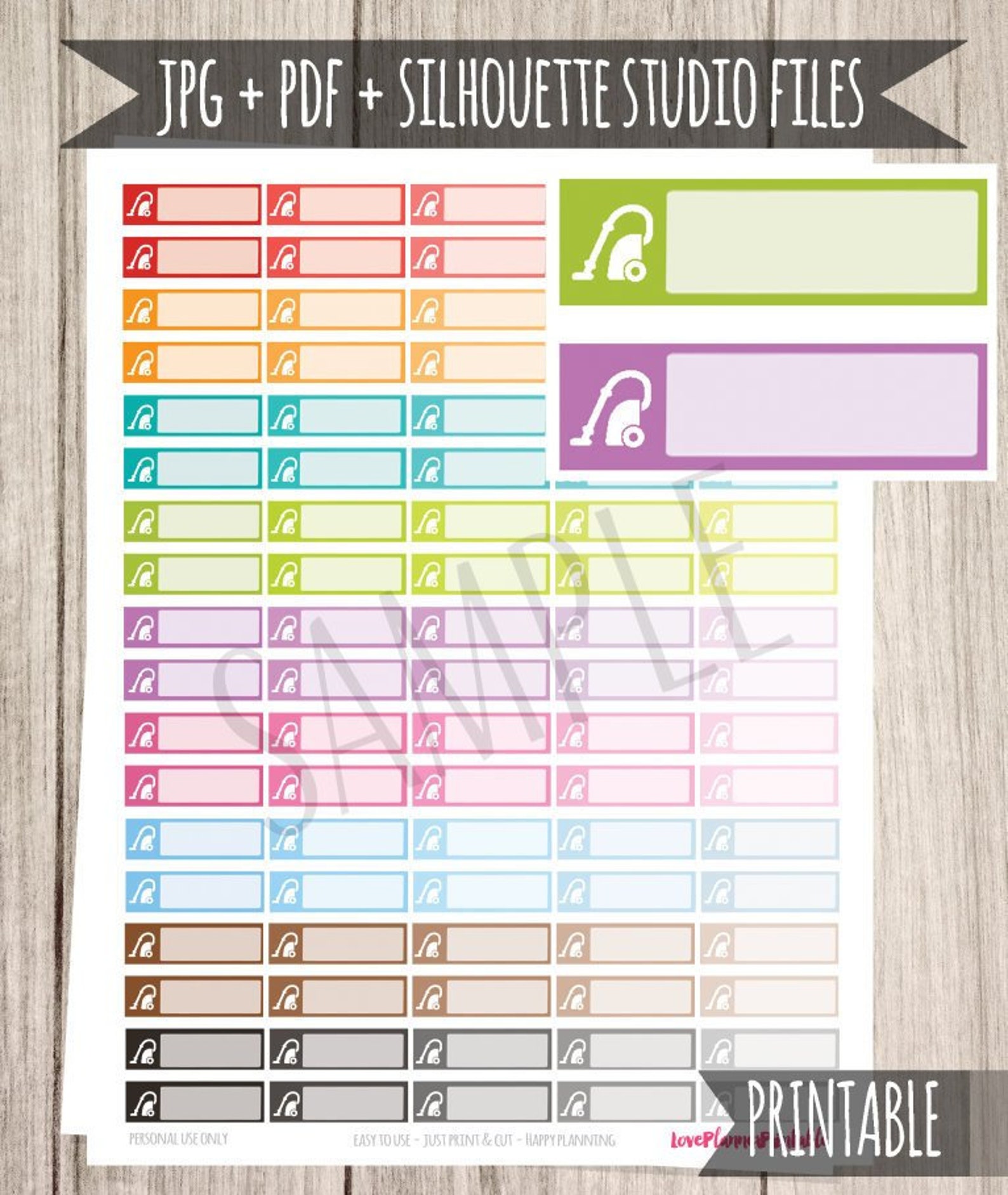 Vacuum Printable Planner Stickers House Vacuum Planner Stickers for ...