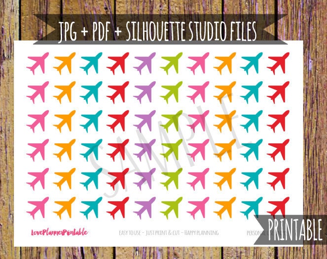 Plane Printable Planner Stickers Plane Stickers Icon Stickers ...