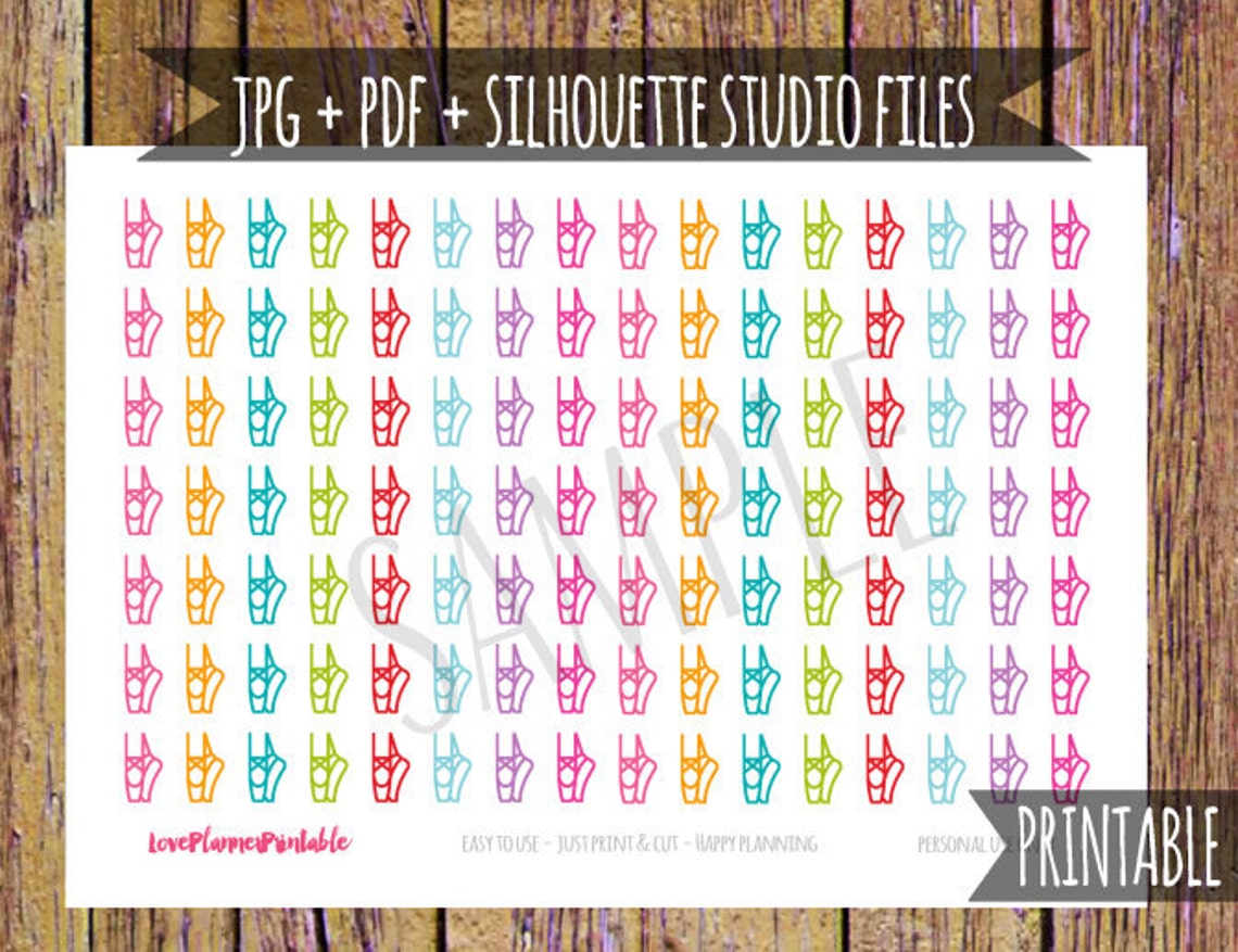 Ballet Printable Planner Stickers Cut File Ballet Stickers Icon ...