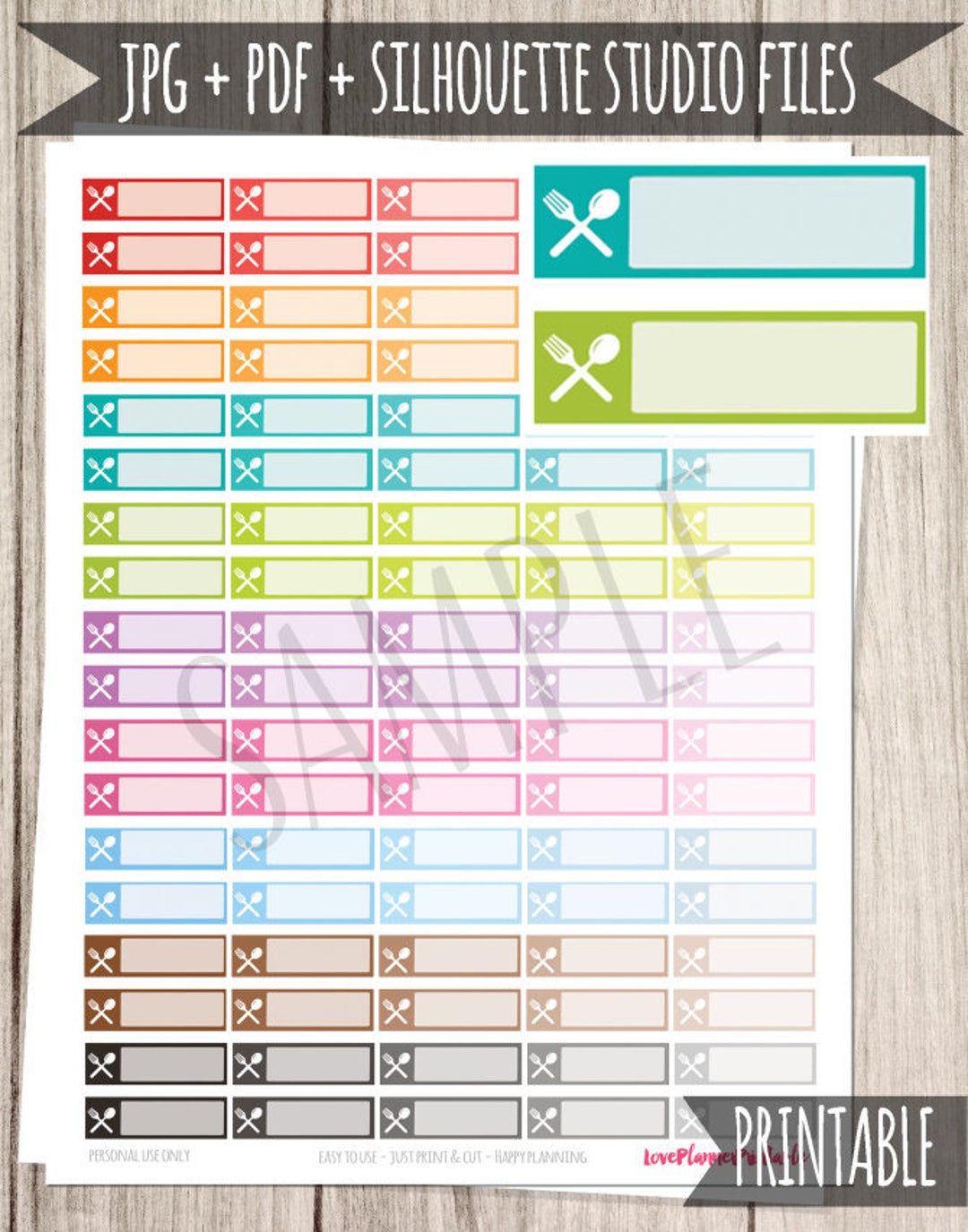Meals Printable Planner Stickers Meals Planner Stickers for Erin ...