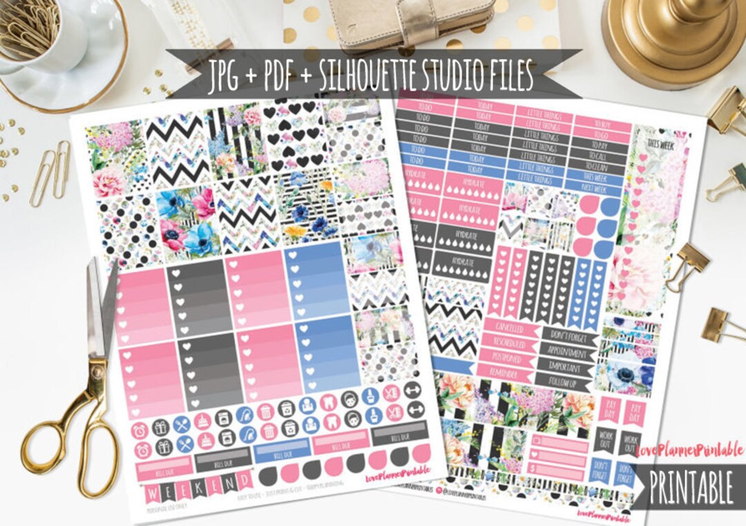 Sassy Floral Digital Printable Planner Stickers Weekly Stickers Digital ...