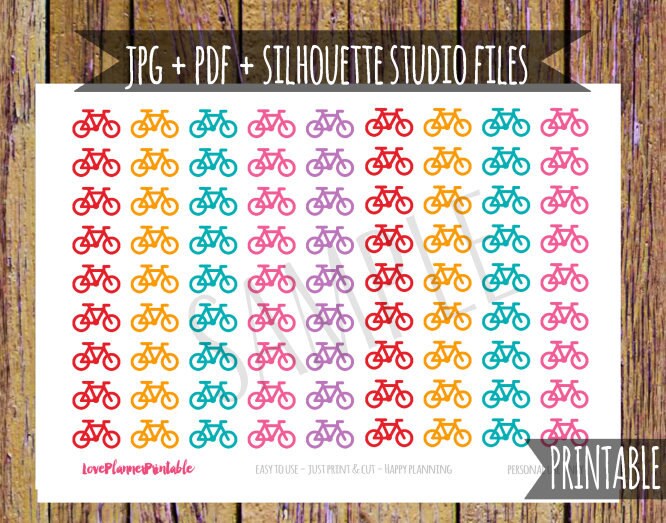 Bicycle Printable Planner Stickers Biking Cut File Bicycle - Etsy