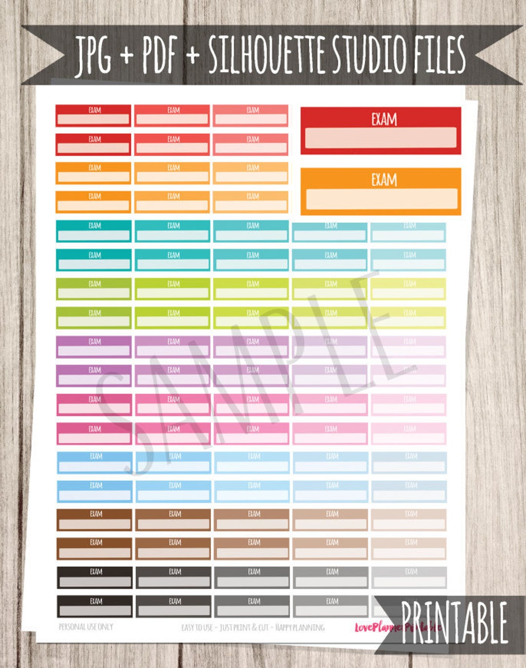 Exam Printable Planner Stickers Exam Planner Stickers for Erin Condren ...