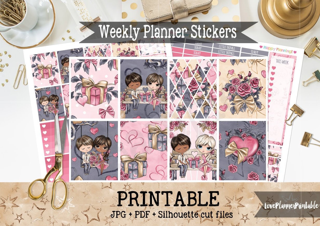 Sweetheart Valentine Printable Planner Stickers Weekly - Etsy