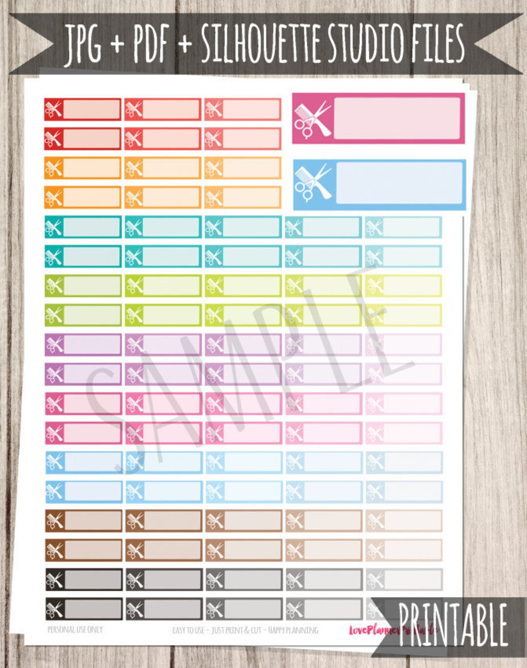 Haircut Printable Planner Stickers for Erin Condren Planner Hair Salon ...