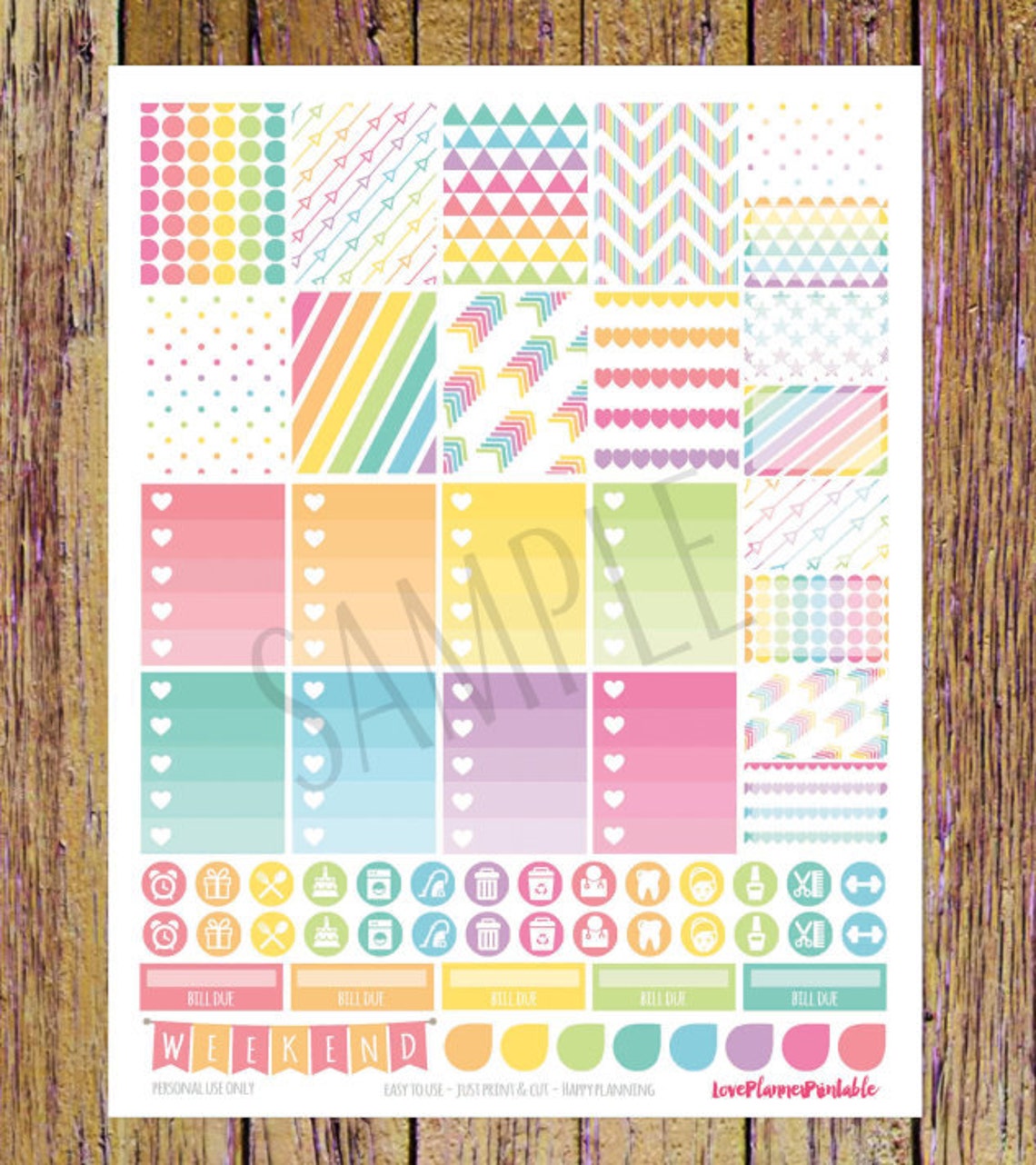 Happy Rainbow Digital Printable Planner Stickers Weekly Stickers ...