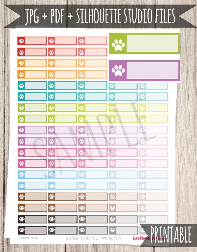 Pet Printable Planner Stickers Pet Stickers Functional Stickers for ...