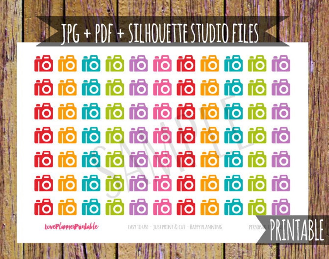 Camera Printable Planner Stickers Photo Shoot Camera Stickers for Erin ...