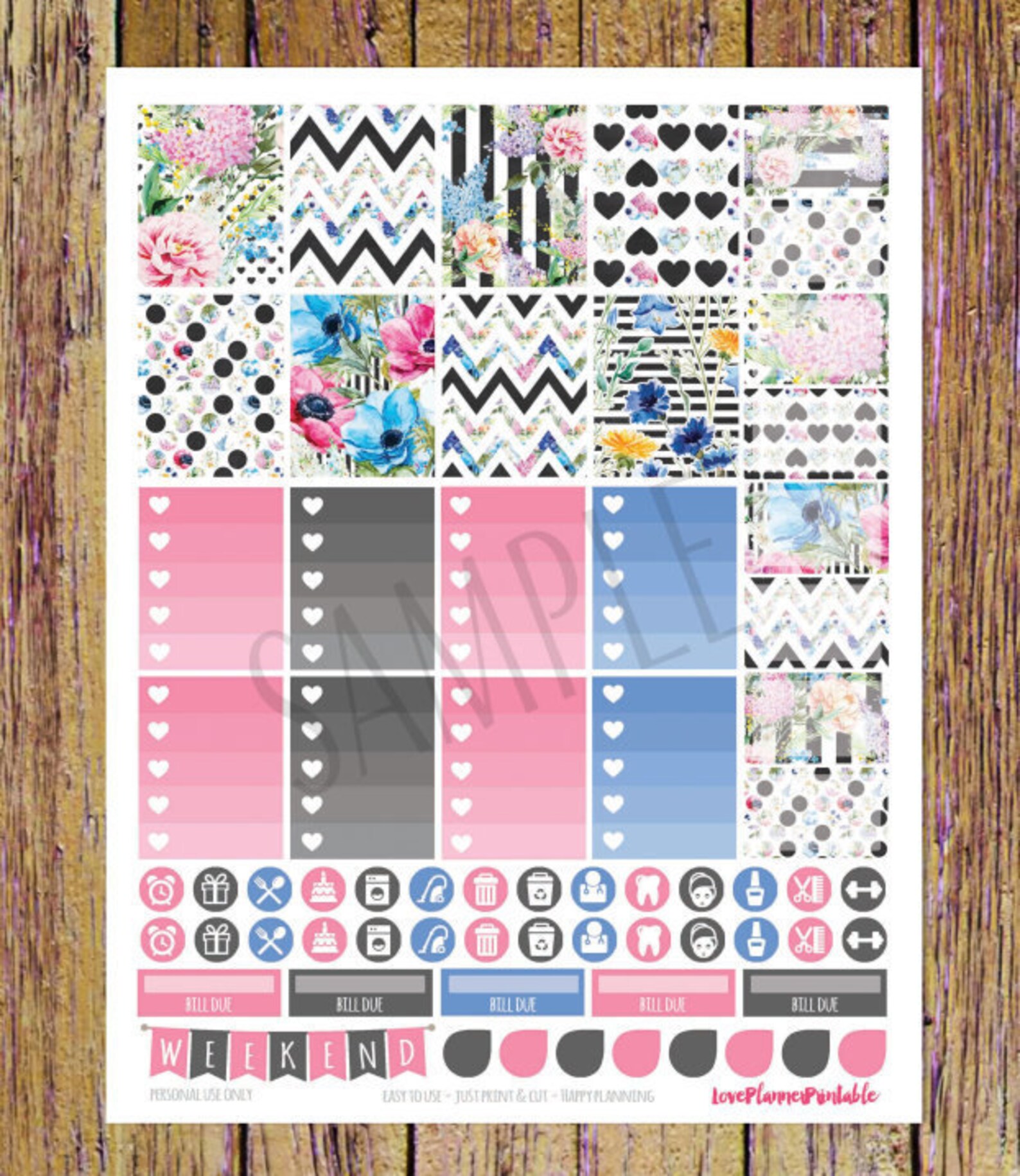 Sassy Floral Digital Printable Planner Stickers Weekly Stickers Digital ...