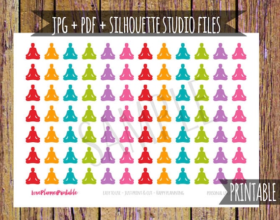 Yoga Printable Planner Stickers Cut File Yoga Stickers Icon | Etsy