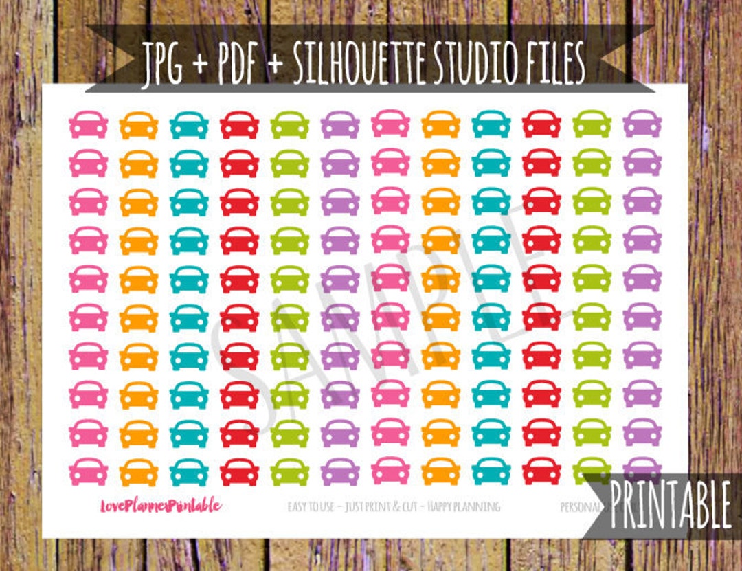 Car Printable Planner Stickers Car Stickers Car Rental Icon Stickers ...