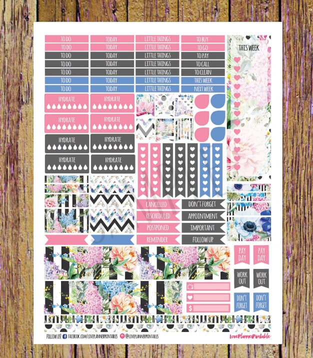Sassy Floral Digital Printable Planner Stickers Weekly Stickers Digital ...