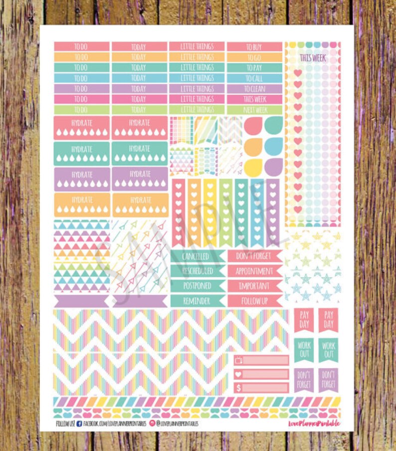 Happy Rainbow Digital Printable Planner Stickers Weekly Stickers ...