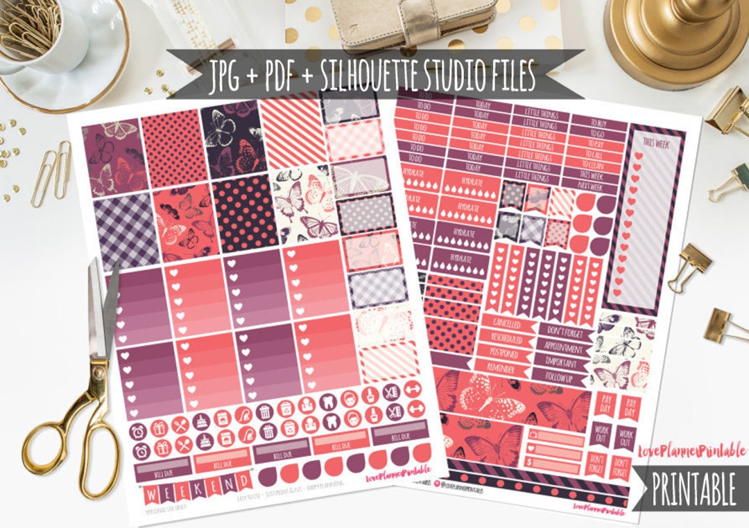 Beautiful Butterflies Digital Printable Planner Stickers Weekly ...