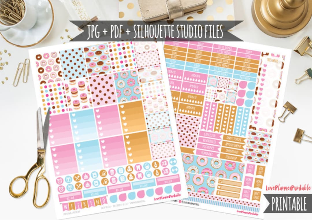 Yummy Donuts Printable Planner Stickers Weekly Planner Stickers for ...