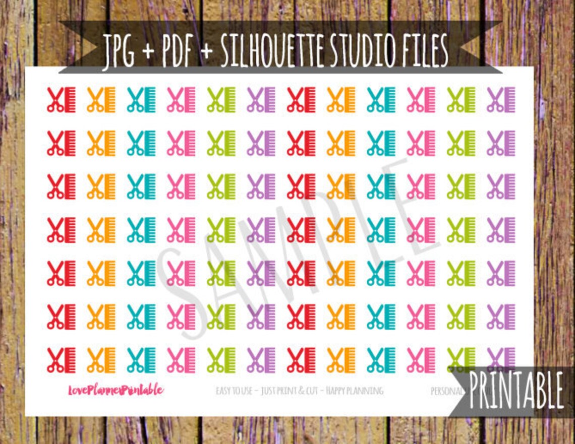 Haircut Printable Planner Stickers Hair Salon Stickers Cut File Icon ...