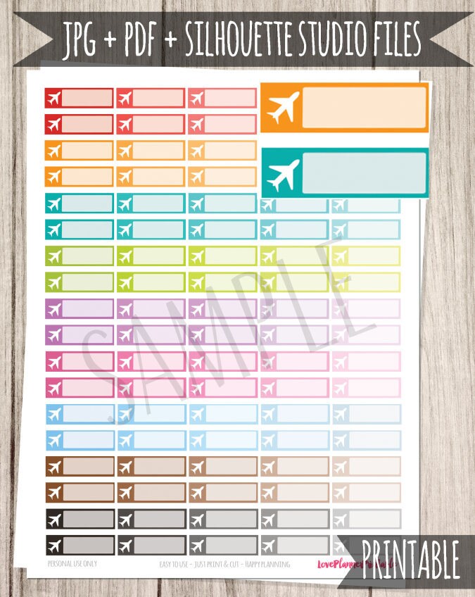Plane Printable Planner Stickers Plane Planner Stickers Box - Etsy