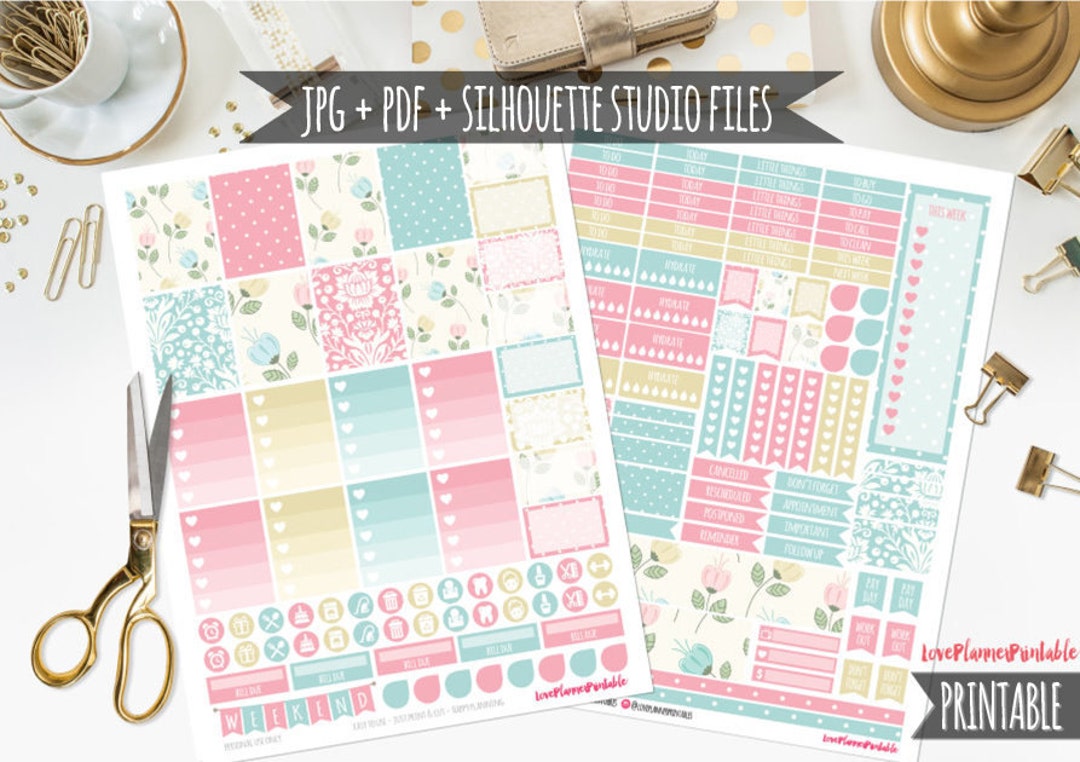 Sweet Floral Digital Printable Planner Stickers Weekly Stickers ...