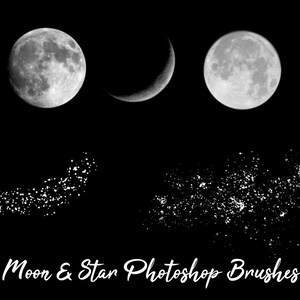 Moon and Star Photoshop Brushes Set of 5, Photoshop Night Sky Brushes ...