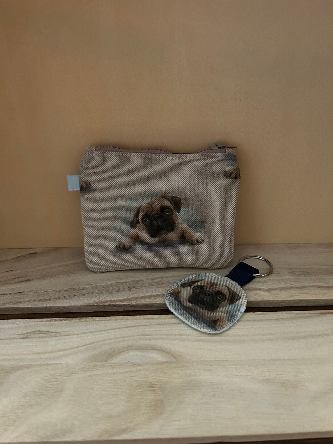 Hand Made Coin Purse and Key Ring. Pug Design. Ideal Travel Accessory ...