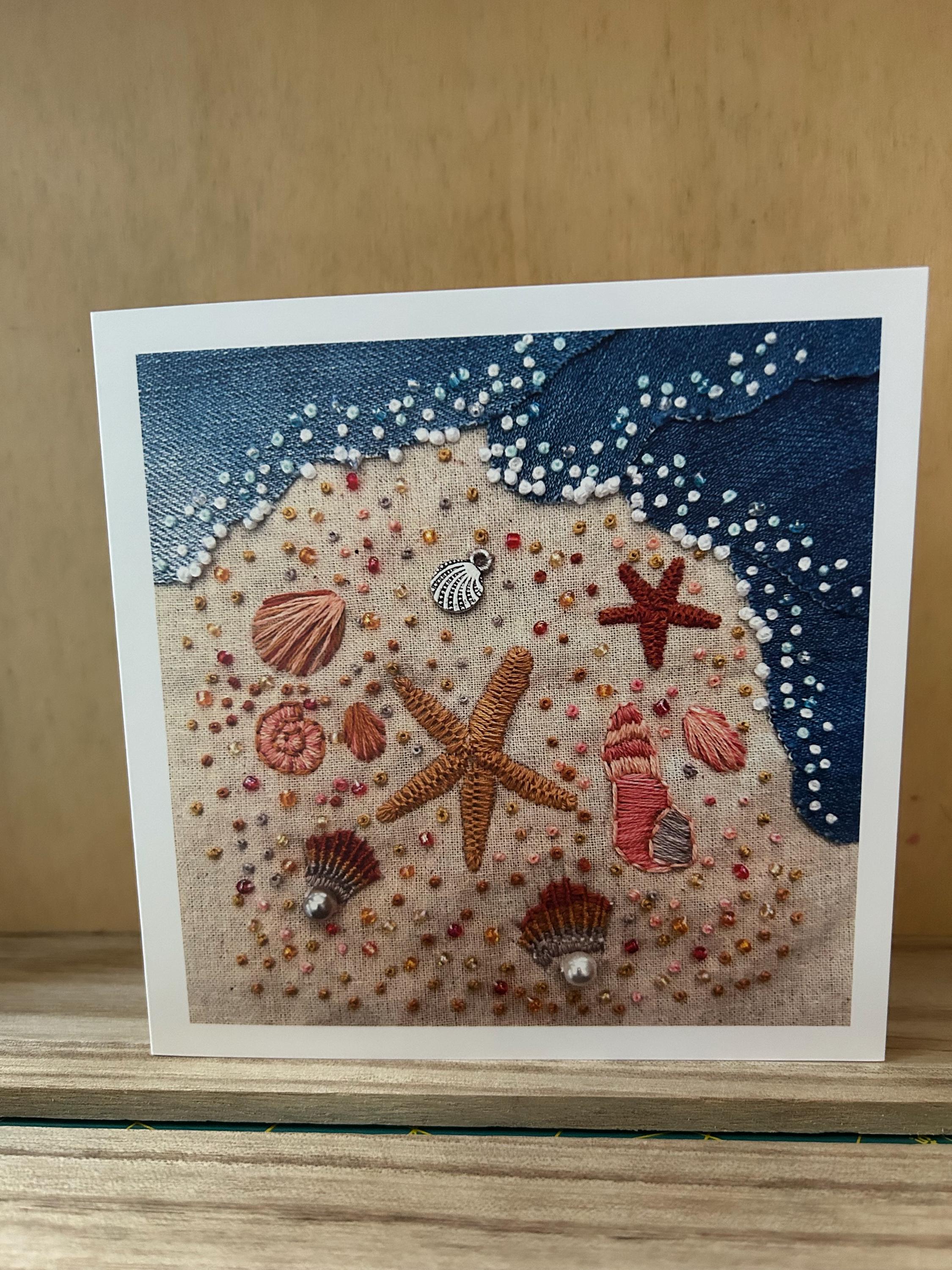 Blank Embroidered Beach Scene Card. Photo Card. - Etsy