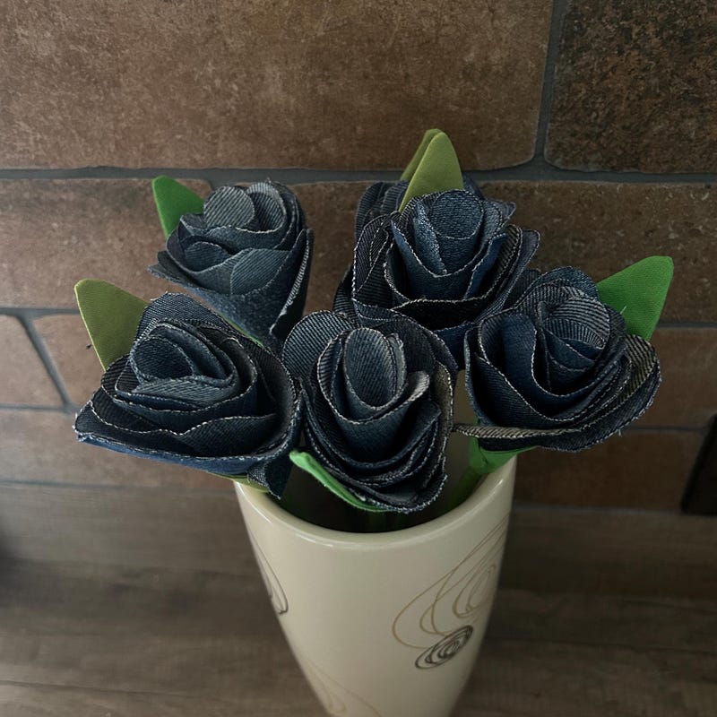 Denim Fabric Flowers - Etsy