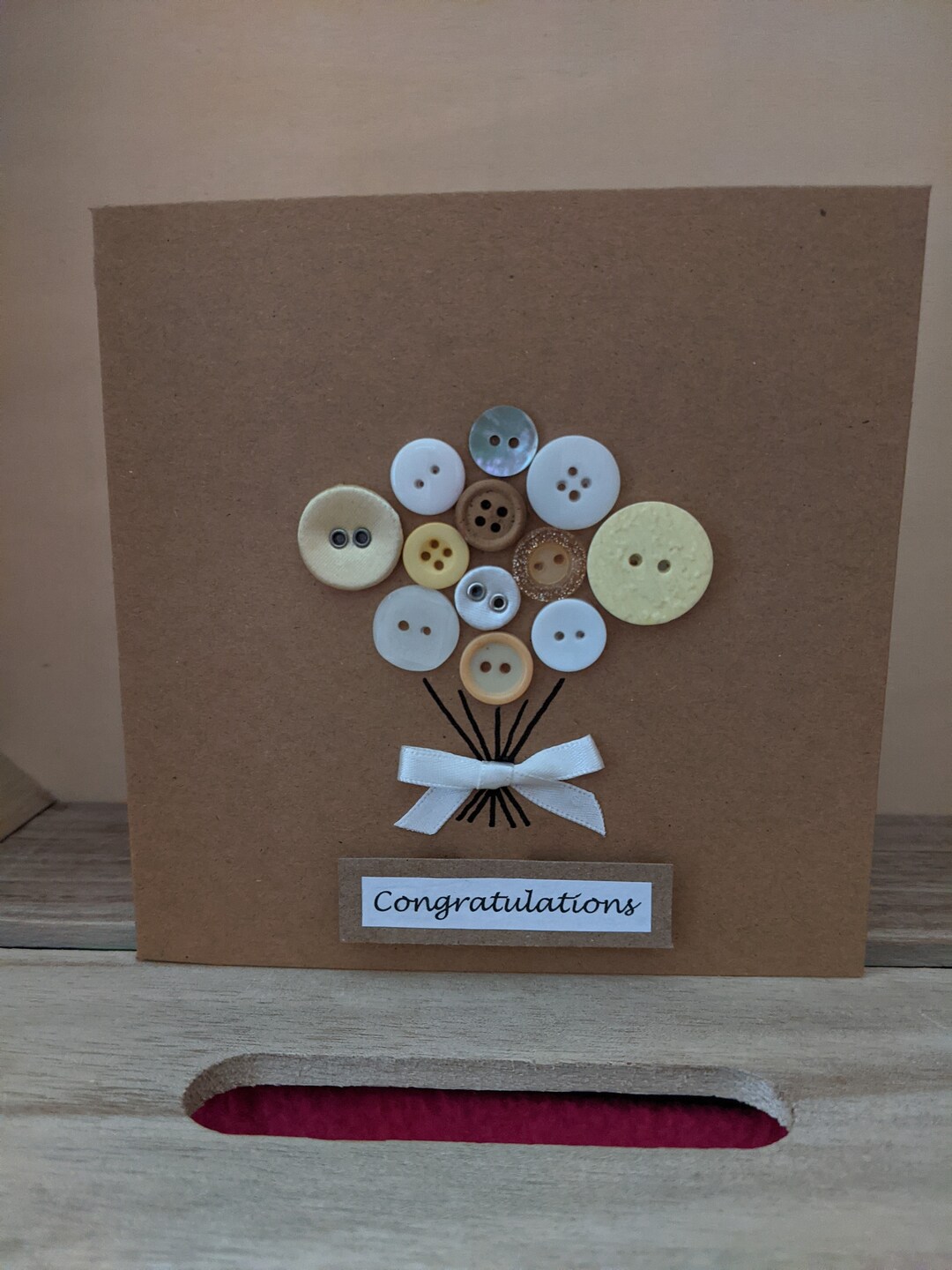 Hand Made Button Wedding Card. Flower Bouquet. - Etsy UK