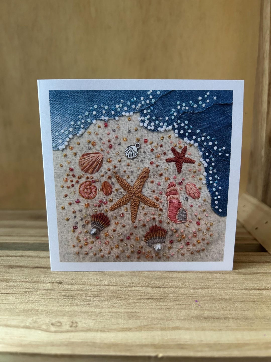 Blank Embroidered Beach Scene Card. Photo Card. - Etsy