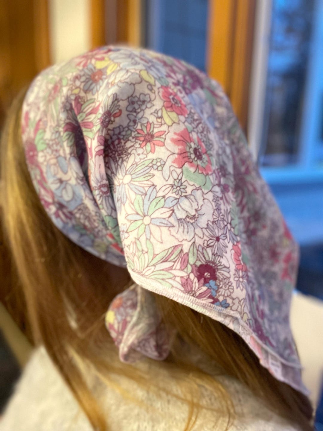 Floral Bandana Head Covering | Cotton Poly Blend Prayer Scarf - Etsy
