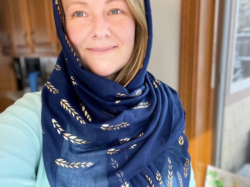 Orthodox Head Covering Golden Laurel Print | Soft Scarf: Lightweight ...